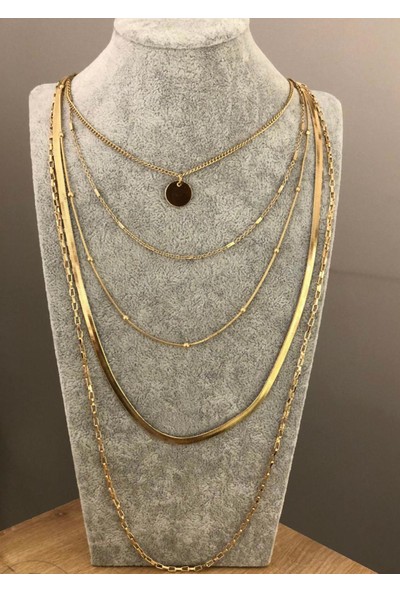 Çoklu Kadın Kolye Gold Renk