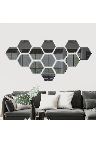 Decorita Ayna Füme Ayna 13'lü Takım Altıgen Ayna Decorita Ayna Füme Ayna 13'lü Takım Altıgen Ayna