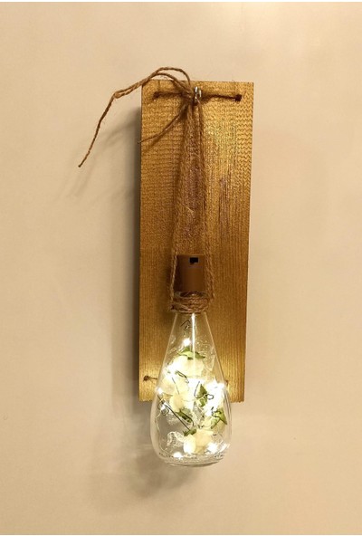 Rose Dekoratif Ahşap Peri LED Işıklı Şişe Pilli Aplik Rose Dekoratif Ahşap Peri LED Işıklı Şişe Pilli Aplik
