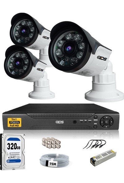IDS 3 Kameralı Set - 5 Mp Sony Lensli Full HD Gece Görüşlü Güvenlik Kamerası Sistemi - Cepten Izle IDS 3 Kameralı Set - 5 Mp Sony Lensli Full HD Gece Görüşlü Güvenlik Kamerası Sistemi - Cepten Izle
