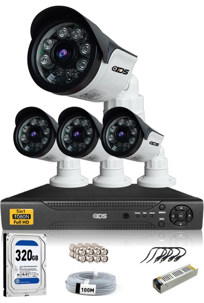 IDS 4 Kameralı Set - 5 Mp Sony Lensli Full HD Gece Görüşlü Güvenlik Kamerası Sistemi - Cepten Izle IDS 4 Kameralı Set - 5 Mp Sony Lensli Full HD Gece Görüşlü Güvenlik Kamerası Sistemi - Cepten Izle
