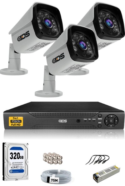 IDS 3 Kameralı Set - 5 Mp Sony Lensli Full HD Gece Görüşlü Güvenlik Kamerası Sistemi 320 Dış IDS 3 Kameralı Set - 5 Mp Sony Lensli Full HD Gece Görüşlü Güvenlik Kamerası Sistemi 320 Dış