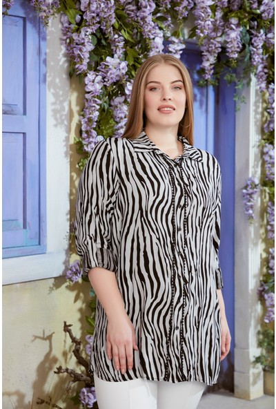 Rmg Dantel Detaylı Büyük Beden Siyah Gömlek Rmg Dantel Detaylı Büyük Beden Siyah Gömlek