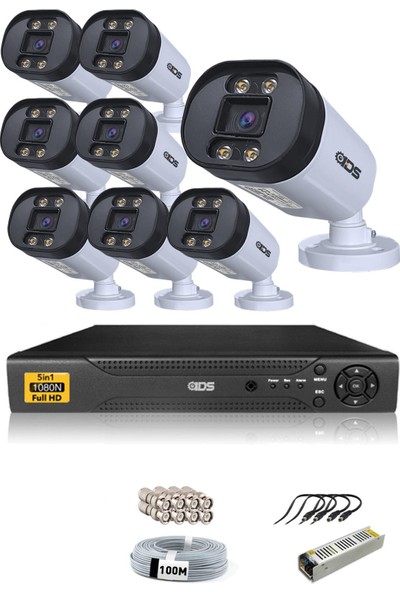 IDS 8 Kameralı Set - 5 Mp Lensli 1080P Full HD Gece Renkli Full Kamera Seti - Su Geçirmez - Cepten Izle IDS 8 Kameralı Set - 5 Mp Lensli 1080P Full HD Gece Renkli Full Kamera Seti - Su Geçirmez - Cepten Izle