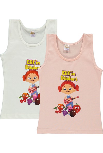 Elifin Düşleri Kız Çocuk 2'li Atlet 2-12 Yaş Ekru