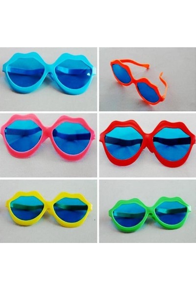 Elasya Hediyelik Büyük Dudak Parti Gözlüğü Karışık 12 Adet