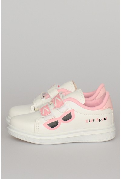 Pembe Potin Rahat Taban Cırtlı Emojili Çocuk Ayakkabı 001-1680-22