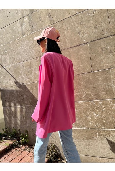 Seda Yalçın Atelier Pembe Cepli Kadın Oversize Ceket