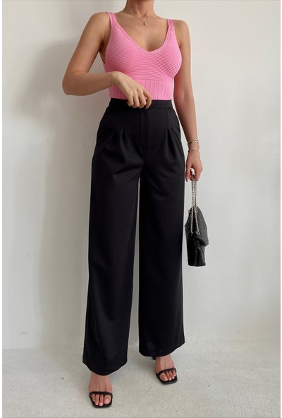 MyLove Scuba Palazzo Pantolon Siyah
