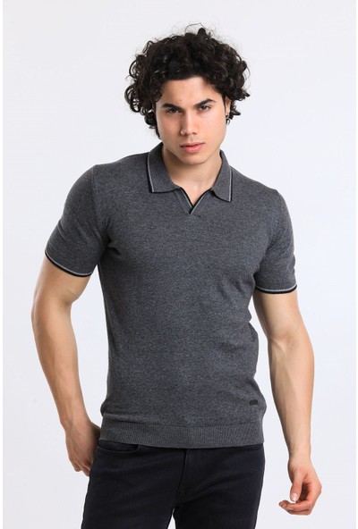 Soylu Erkek Polo Yaka Triko T-Shirt Pamuklu Gri (2001) Soylu Erkek Polo Yaka Triko T-Shirt Pamuklu Gri (2001)