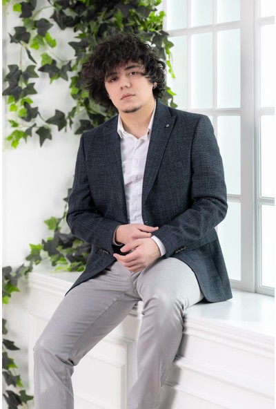 Apartro Klasik Kesim Desenli Erkek Tek Ceket