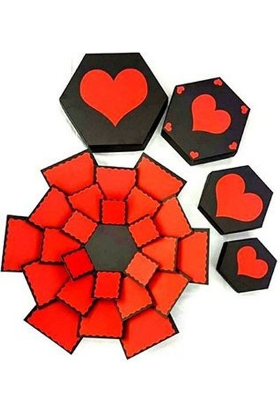 Xnews Patlayan Aşk Kutusu Altıgen Kalpli-