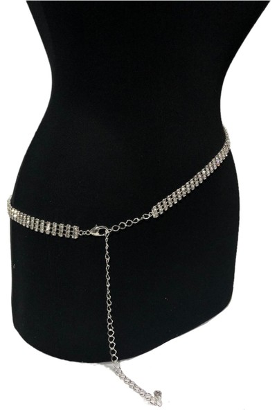 ElizaBell Gümüş Renk Kadın Kemer 3 Sıra Su Yolu Abiye Elbise Kemeri 75 cm Taş Kısmı 20CM Zincir 105 cm ElizaBell Gümüş Renk Kadın Kemer 3 Sıra Su Yolu Abiye Elbise Kemeri 75 cm Taş Kısmı 20CM Zincir 105 cm