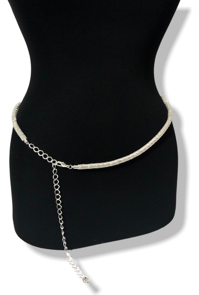 ElizaBell Gümüş Kadın Kemer Boru Zincir Taşlı Abiye Elbise Kemeri 75 cm Taş Kısmı 20CM Zincir 105 Cm ElizaBell Gümüş Kadın Kemer Boru Zincir Taşlı Abiye Elbise Kemeri 75 cm Taş Kısmı 20CM Zincir 105 Cm