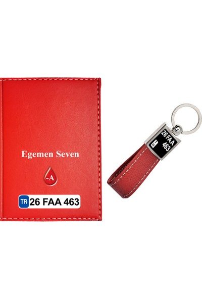 Promosyon Denizi Plakanıza ve Kan Gurubunuza Özel Kırmızı Ruhsat Kabı ve Anahtarlık