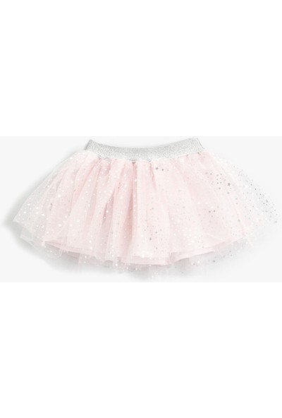 Koton Kız Bebek Parlak Baskılı Tül Detaylı Etek