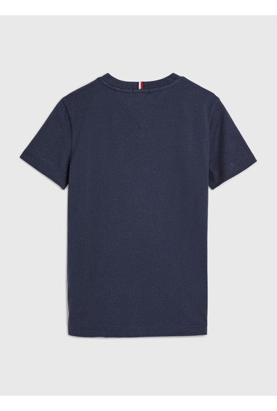 Tommy Hilfiger Kb0Kb07283C87 Bisiklet Yaka Baskılı Lacivert Erkek Çocuk T-Shirt