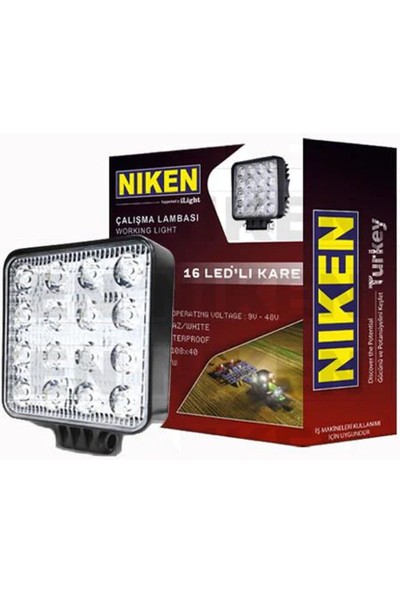 Niken 16 LED Kare Kalın Kasalı Off Road Sis Farı Çalışma Lambası Niken 16 LED Kare Kalın Kasalı Off Road Sis Farı Çalışma Lambası
