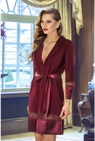 Doremi Miorre Kol ve Etek Ucu Saten Dantel Detaylı Pamuklu Penye Sabahlık