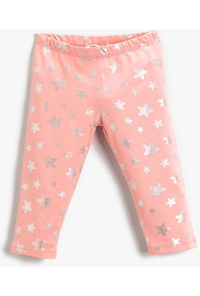 Koton Kız Çocuk Parlak Star Baskılı Diz Boyu Tayt Pamuklu Koton Kız Çocuk Parlak Star Baskılı Diz Boyu Tayt Pamuklu
