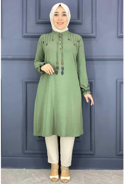 Moda Eminler Kadın Yaprak Aksesuarlı Tesettür Tunik