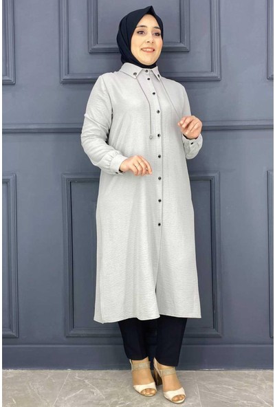Moda Eminler Kadın Yakası Zincirli Tesettür Gömlek