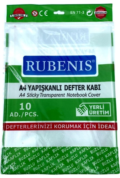 Rubenis A4 10'lu Şeffaf Yapışkanlı Defter Kabı Rubenis A4 10'lu Şeffaf Yapışkanlı Defter Kabı