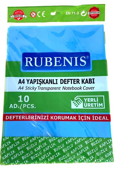 Rubenis A4 10'lu Şeffaf Yapışkanlı Defter Kabı Rubenis A4 10'lu Şeffaf Yapışkanlı Defter Kabı