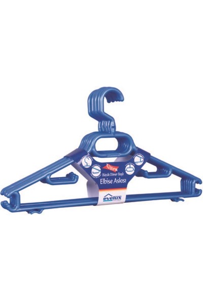 Ultra Büyük Döner Başlı Elbise Askısı 6'lı Mavi