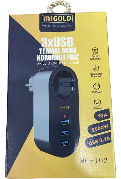 Mi Gold Akım Korumalı Tekli Priz - Akıllı Akım Dengeleme - 3xusb - Isıya Karşı Dayanıklı Mi Gold Akım Korumalı Tekli Priz - Akıllı Akım Dengeleme - 3xusb - Isıya Karşı Dayanıklı