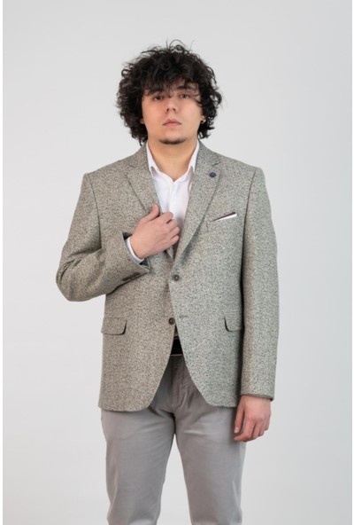 Akçaylar Balık Sırtı Desenli Kışlık Rahat Kesim 4 Drop Erkek Tek Ceket
