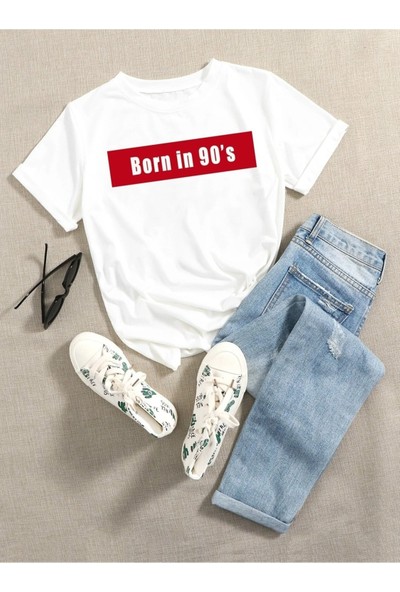 VBS Vibes Vbsvibes Kadın Beyaz Oversize 90's Baskılı T-Shirt VBS-90BASKI VBS Vibes Vbsvibes Kadın Beyaz Oversize 90's Baskılı T-Shirt VBS-90BASKI