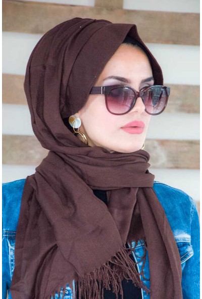 Aişe Tesettür Kahve Koton Şapkalı Şal - 50800