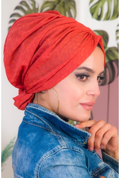 Aişe Tesettür Taba Ponpon Tokalı Bone - 40408