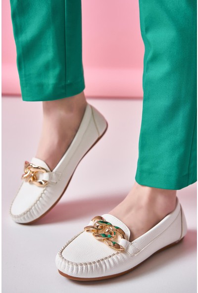 Butigo Kavya 2fx Beyaz Kadın Loafer Ayakkabı Butigo Kavya 2fx Beyaz Kadın Loafer Ayakkabı