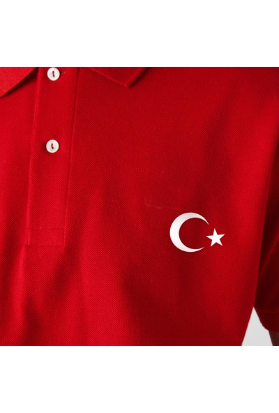 Ay Yıldızlı Yakalı Kırmızı Tişört