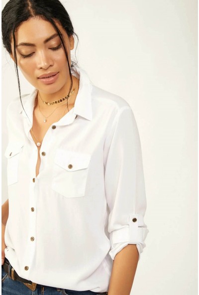 Bigdart Kadın Gömlek Beyaz 3428
