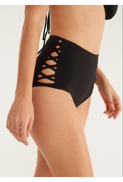 Yüksek Bel Yanı Biyeli Bikini Alt