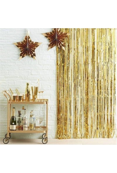 Parti Rengi Metalize Fon Perde Duvar Perdesi Gold Renk Parti Rengi Metalize Fon Perde Duvar Perdesi Gold Renk