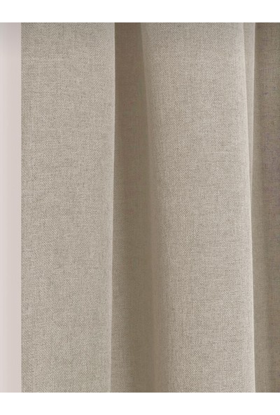 Keten Görünümlü Blackout Karartma Termal Krem Fon Perde Tek Kanat Düz Dikim