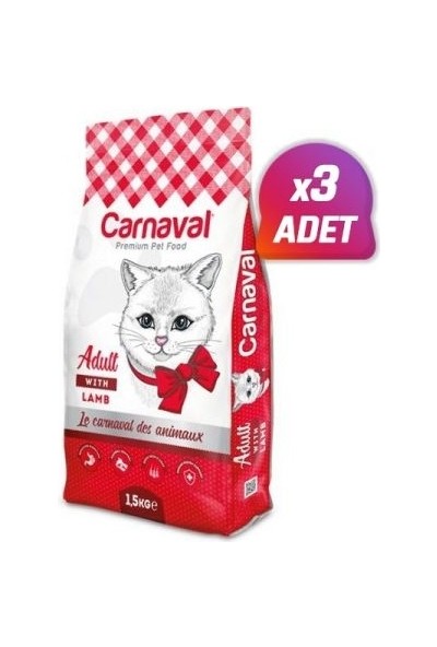 Carnaval 3 Adet - Carnaval Premium Cat Adult Lamb&rice Adult Kuzu Etli Yetişkin Kedi Maması 1.5 kg Carnaval 3 Adet - Carnaval Premium Cat Adult Lamb&rice Adult Kuzu Etli Yetişkin Kedi Maması 1.5 kg