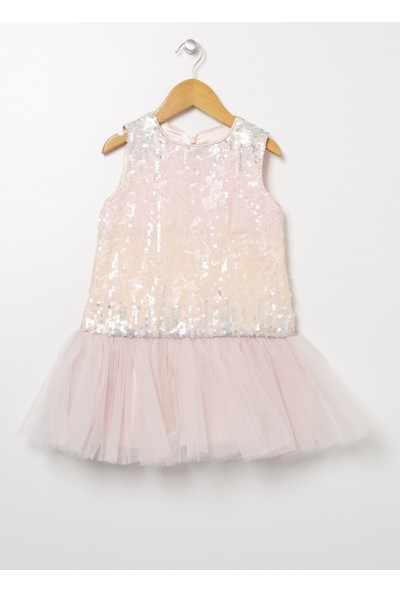 Barbie 22Prb-324 Pembe Bisiklet Yaka Standart Kalıp Kız Çocuk Elbise