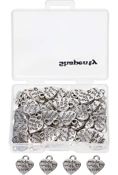 Charge Shapenty 100 Adet Mini Metal Boncuklar Kalp Şeklinde “sevgiyle Yapıldı” Charms Dıy Craft Charge Shapenty 100 Adet Mini Metal Boncuklar Kalp Şeklinde “sevgiyle Yapıldı” Charms Dıy Craft