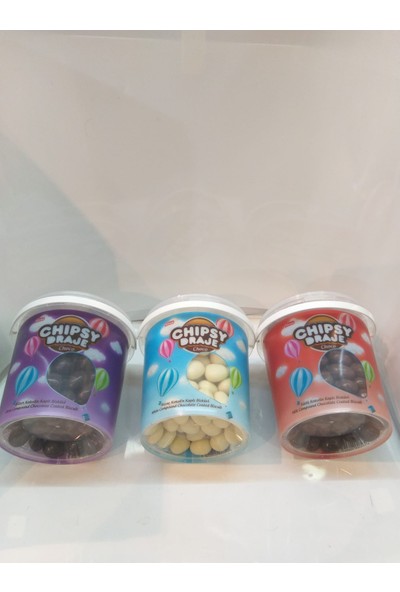 Chıpsy Beyaz Kakao Kaplı + Bitter Kakao Kaplı + Sütlü Çikolata Kaplı Bisküvili Draje 400 gr x 3 Chıpsy Beyaz Kakao Kaplı + Bitter Kakao Kaplı + Sütlü Çikolata Kaplı Bisküvili Draje 400 gr x 3