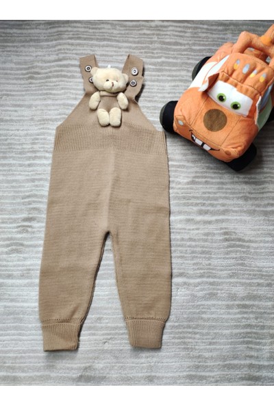 Meriç Bebe Oyuncak Ayı Detaylı Ayarlanabilir Askılı Triko Salopet