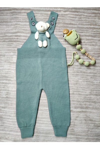 Meriç Bebe Oyuncak Ayı Detaylı Ayarlanabilir Askılı Triko Salopet