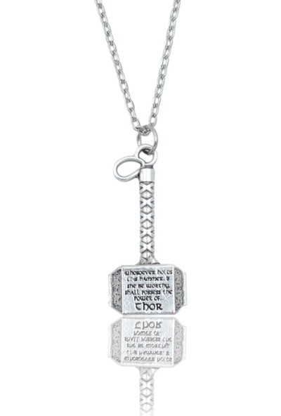 Bu Farklı Thor Çekiç Erkek Kadın Kolye Antik Gümüş Kaplama - 60 cm Düz Zincir Bu Farklı Thor Çekiç Erkek Kadın Kolye Antik Gümüş Kaplama - 60 cm Düz Zincir