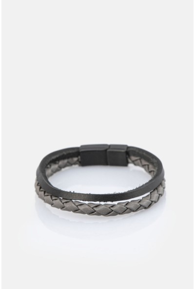 Avva Erkek Gri Deri Bileklik A21Y9635