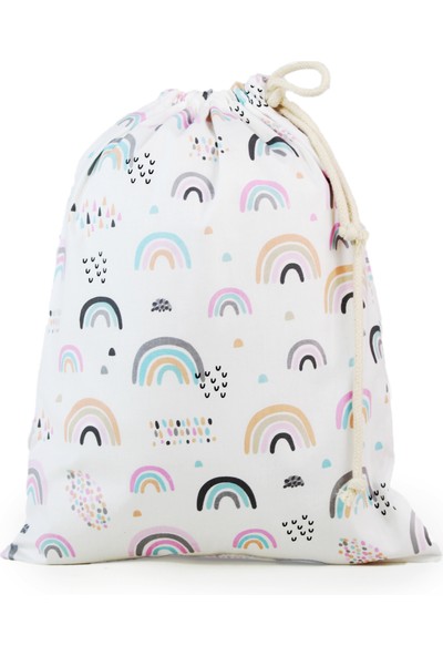 Atölye Eda Pembe Gökkuşağı Desen Kese Atölye Eda Pembe Gökkuşağı Desen Kese