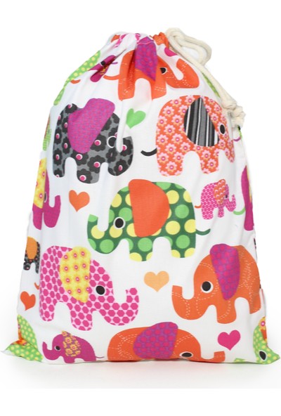 Atölye Eda Renkli Fil Desen Kese